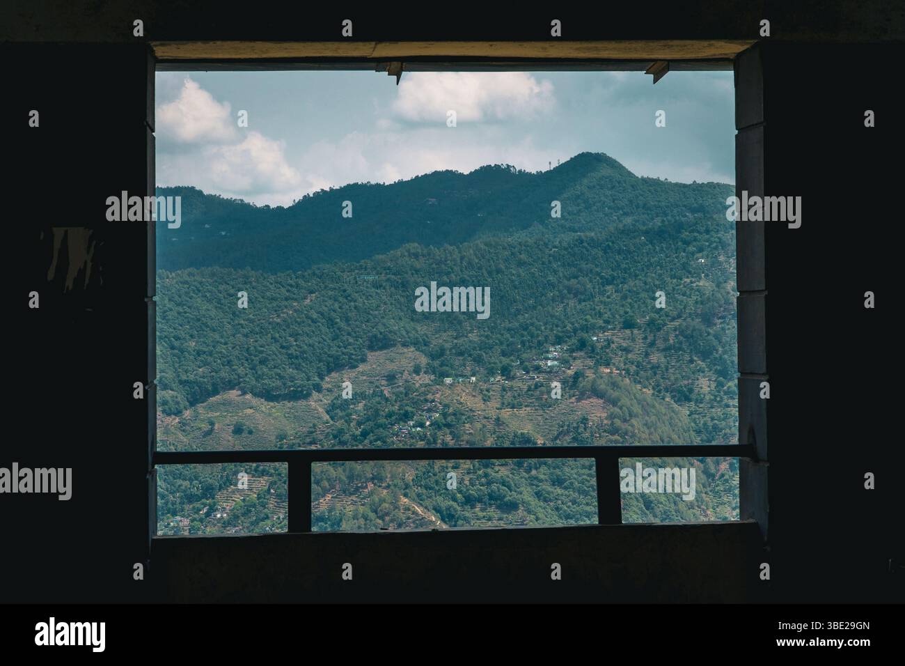Framed by Nature – Silhouette in Window with Scenic Hill View ...