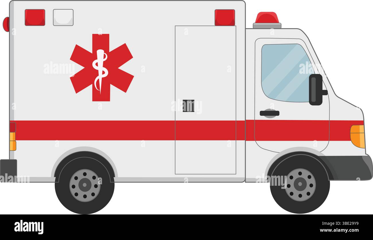 Ambulance Vector Illustration. Side view of a modern ambulance truck ...