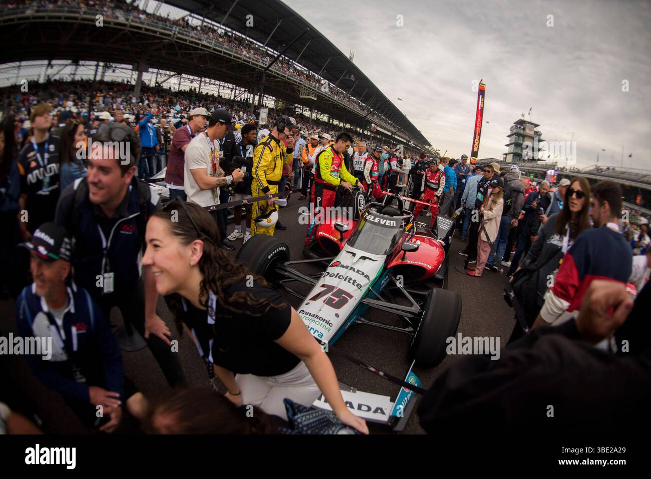 Takuma Sato (#75, Rahal Letterman Lanigan Racing) seen on the grid before the NTT IndyCar Series ...