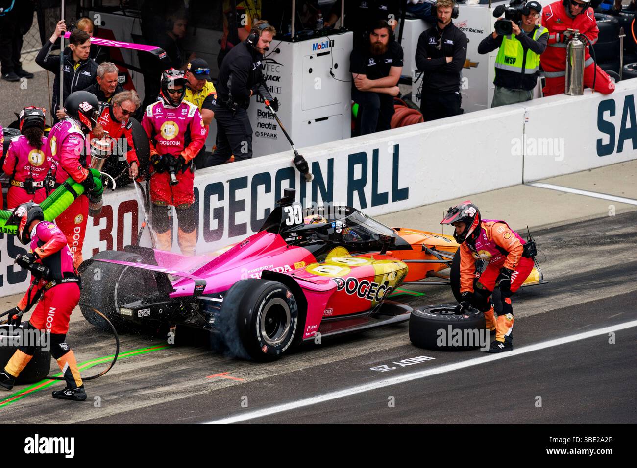 The crew of Devlin DeFrancesco (#30, Rahal Letterman Lanigan Racing ...