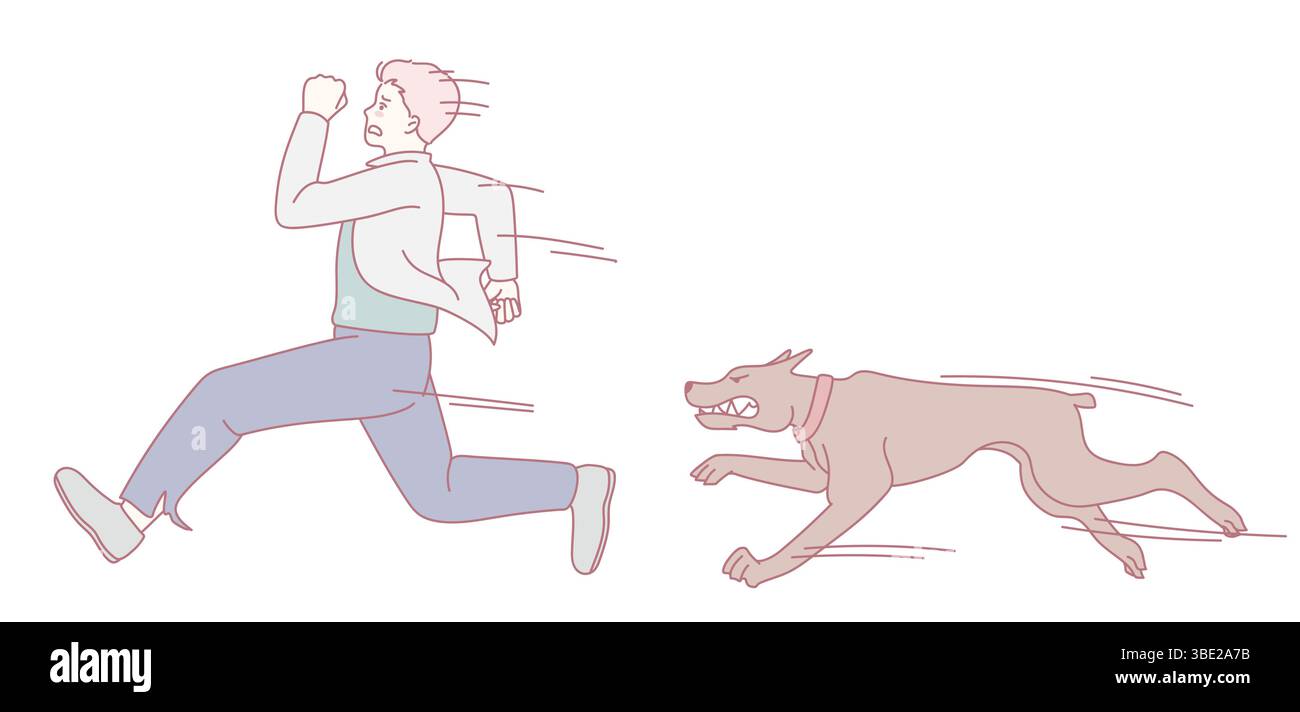 An engaging illustration showing a person sprinting away in a hurry ...