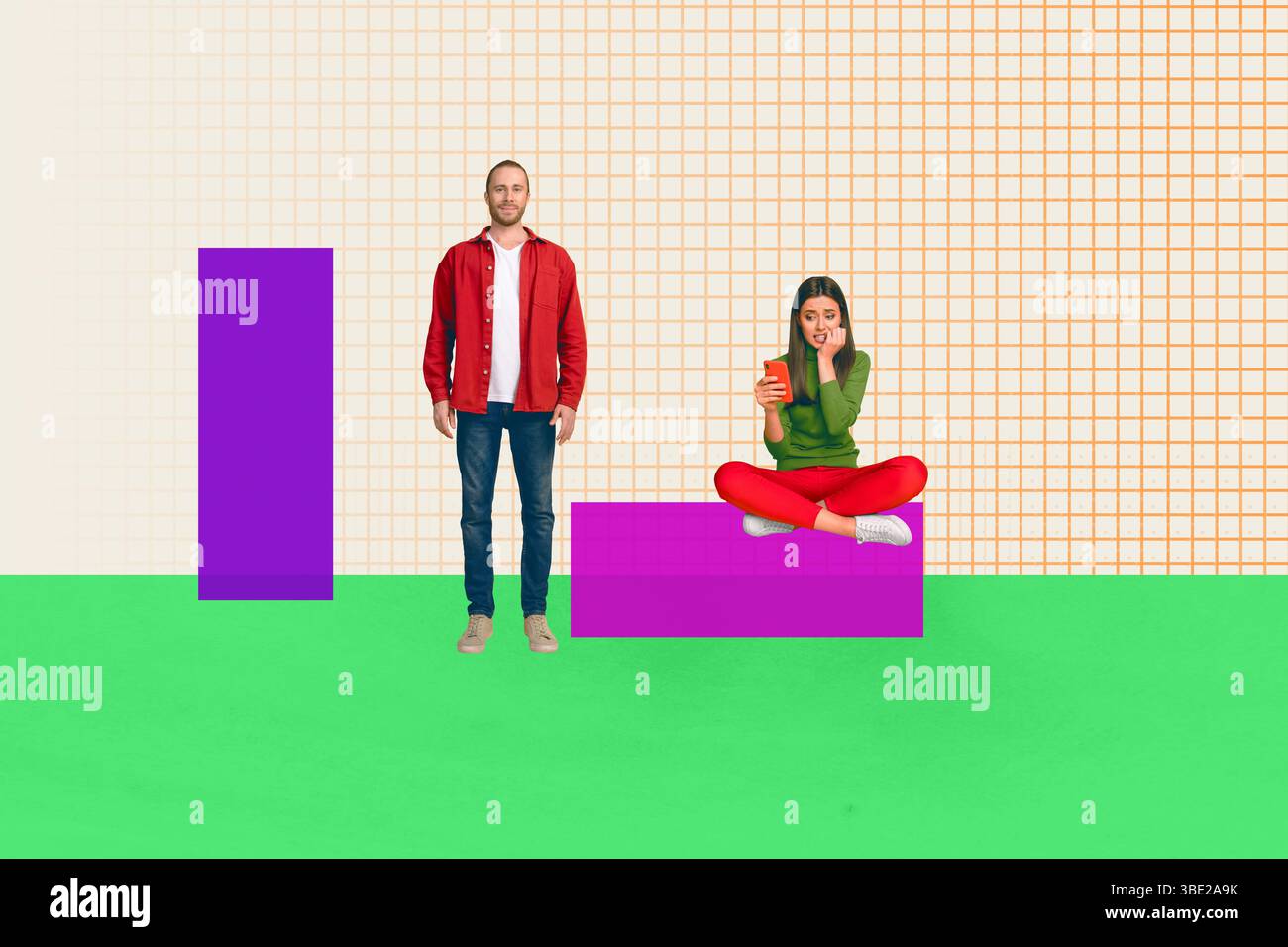 Collage of happy people jumping dancing near rising graph representing ...
