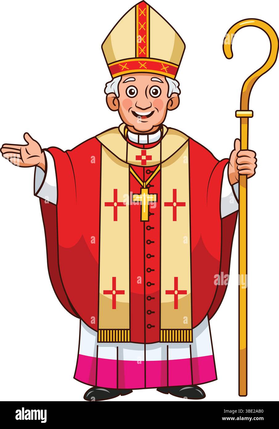 Cartoon Bishop Character. Friendly cartoon illustration of a Christian ...