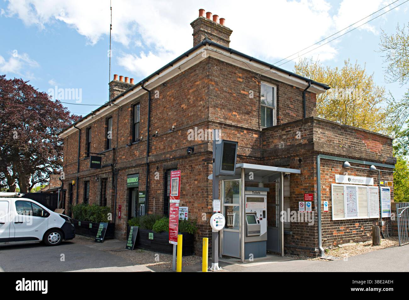 The entrance to Melton railway station, Suffolk, UK. As an unstaffed ...