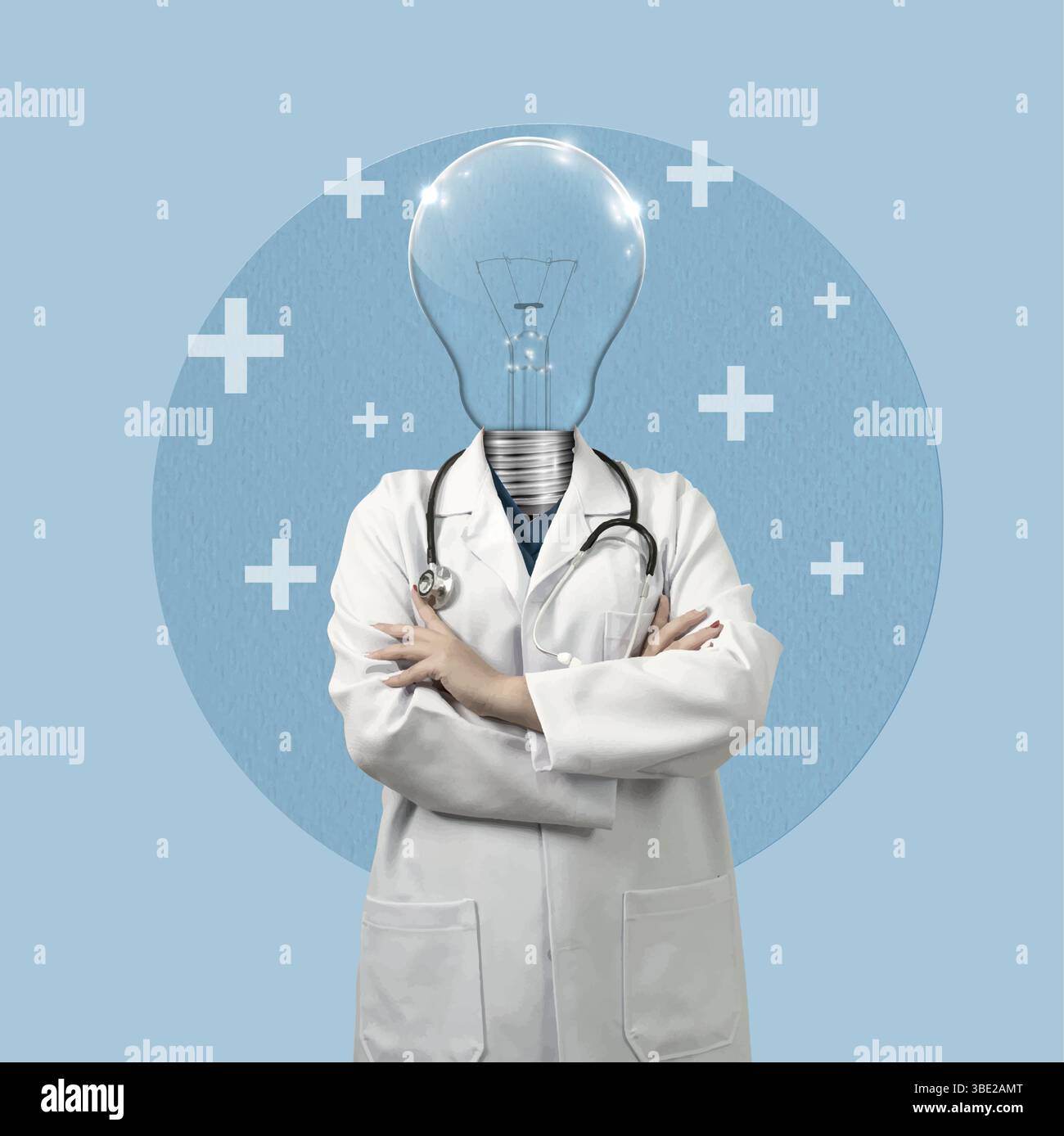 Health care collage with symbolic medical elements and creativity ...