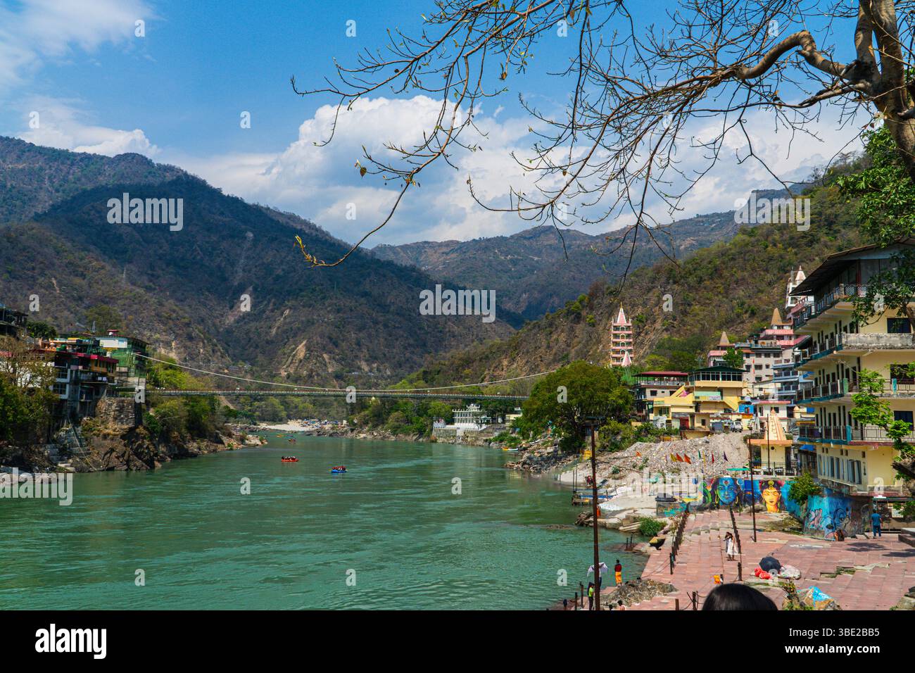 Iconic View of Ganga River, Lakshman Jhula, and Tera Manzil Temple in ...
