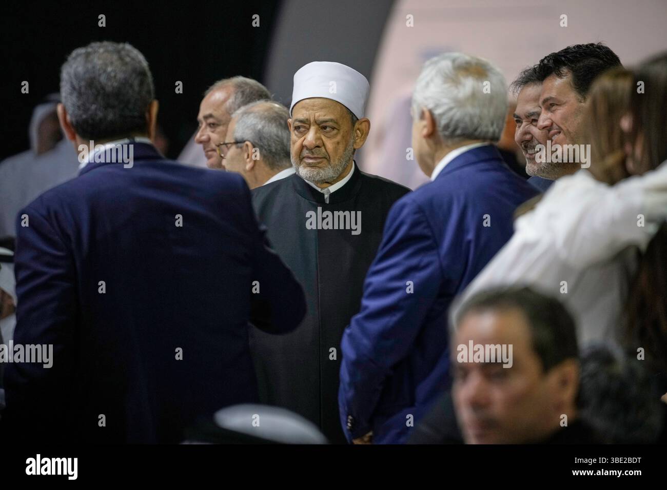 Sheik Ahmed el-Tayyib, center, Grand Imam of Al-Azhar Mosque, attends ...
