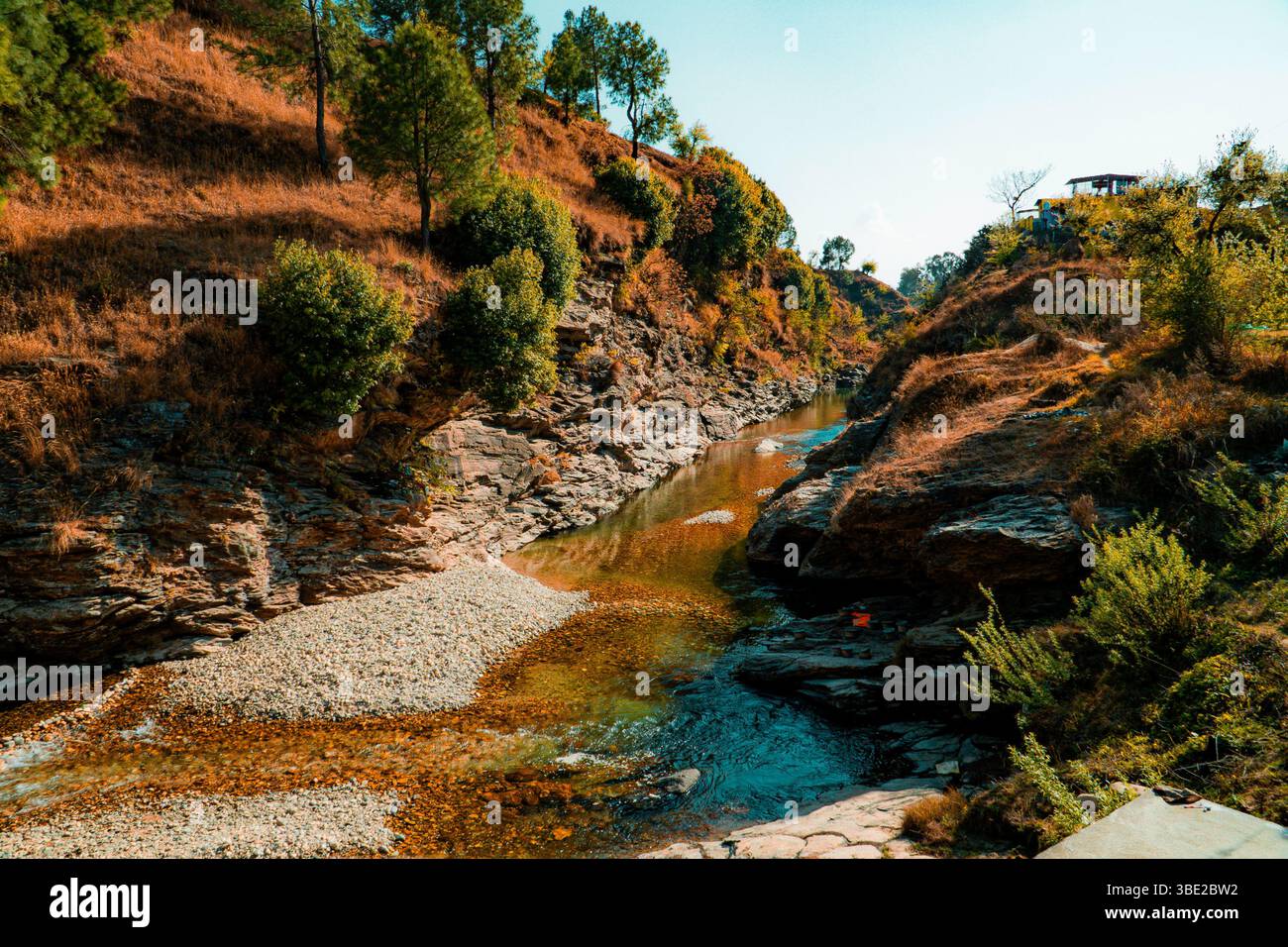 Panoramic Aerial View of River and Village Amidst Lush Greenery ...