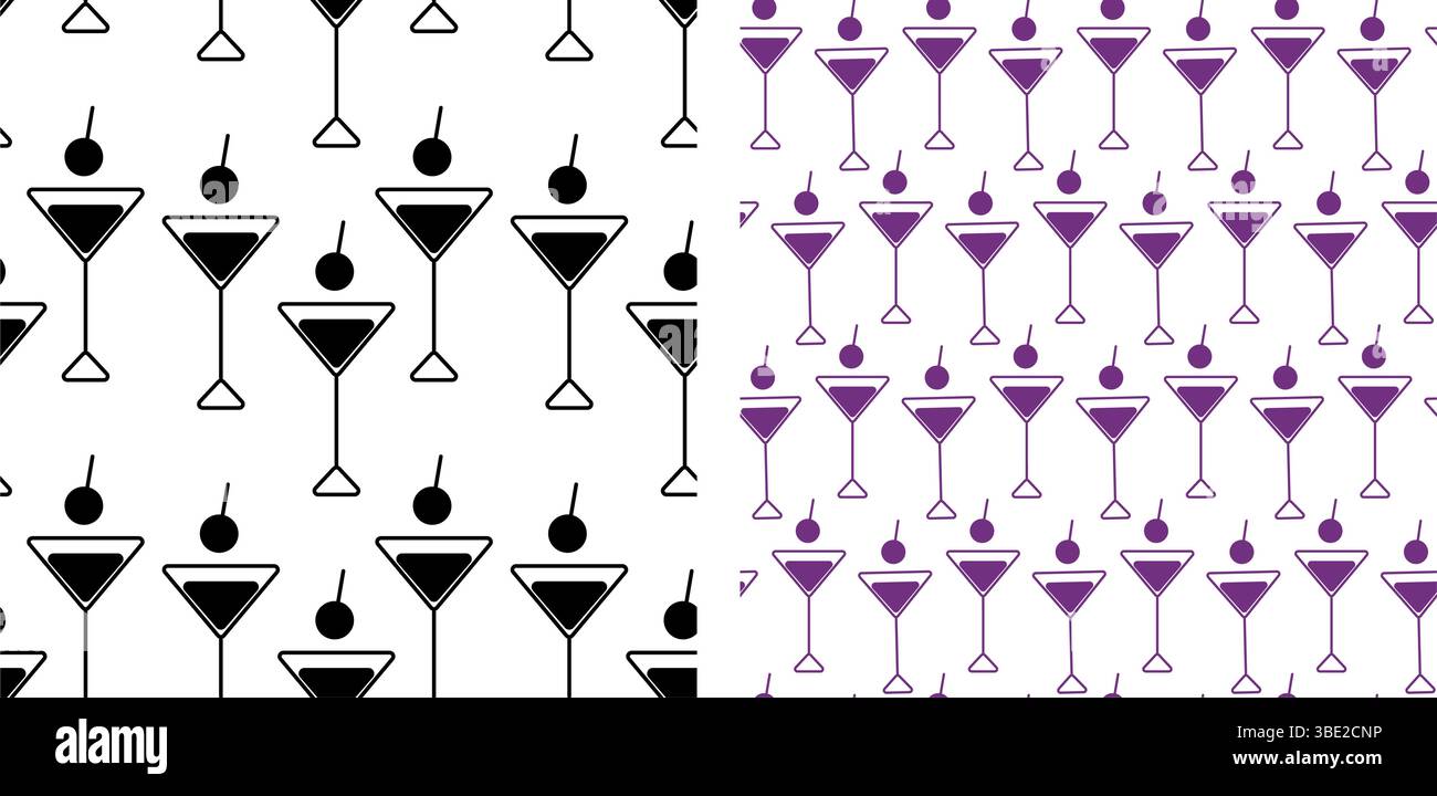 Triangular Martini glasses Seamless Patterns Minimalist design Menu ...