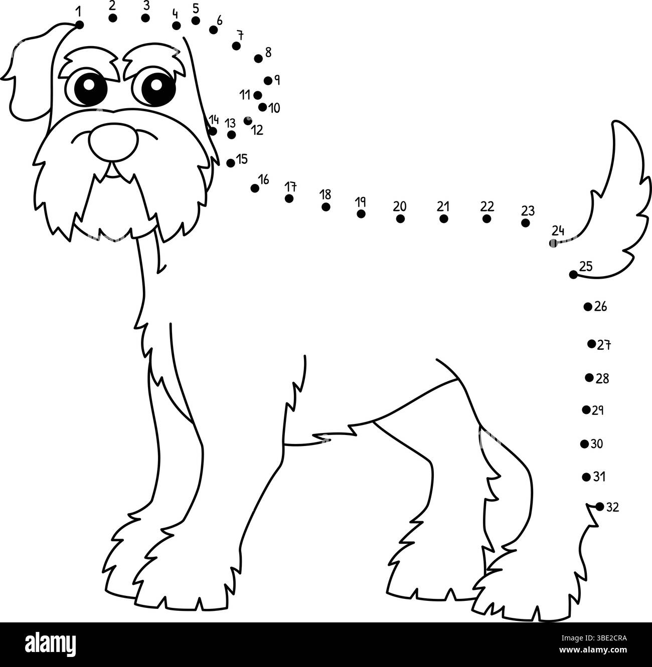 Dot to Dot Schnauzer Dog Animal Isolated Coloring Stock Vector Image ...