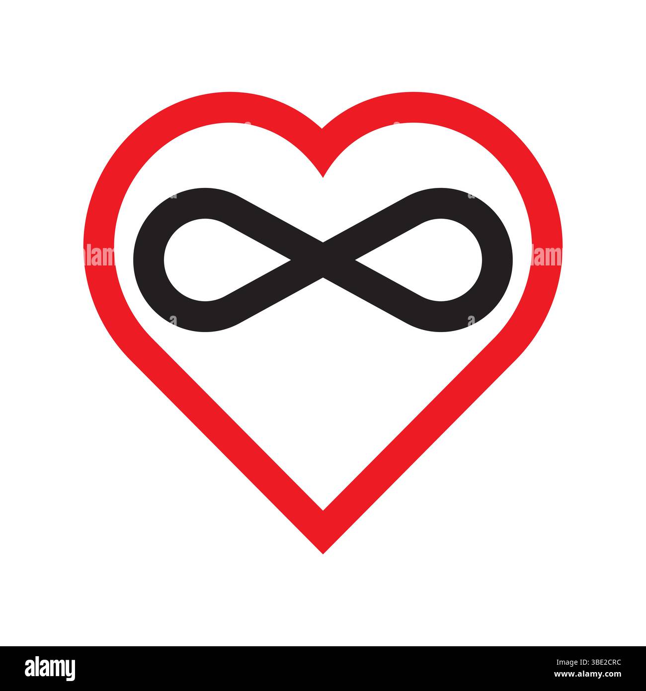 Heart infinity icon. Red black outline. Vector love symbol. Romantic curved emblem Stock Vector ...