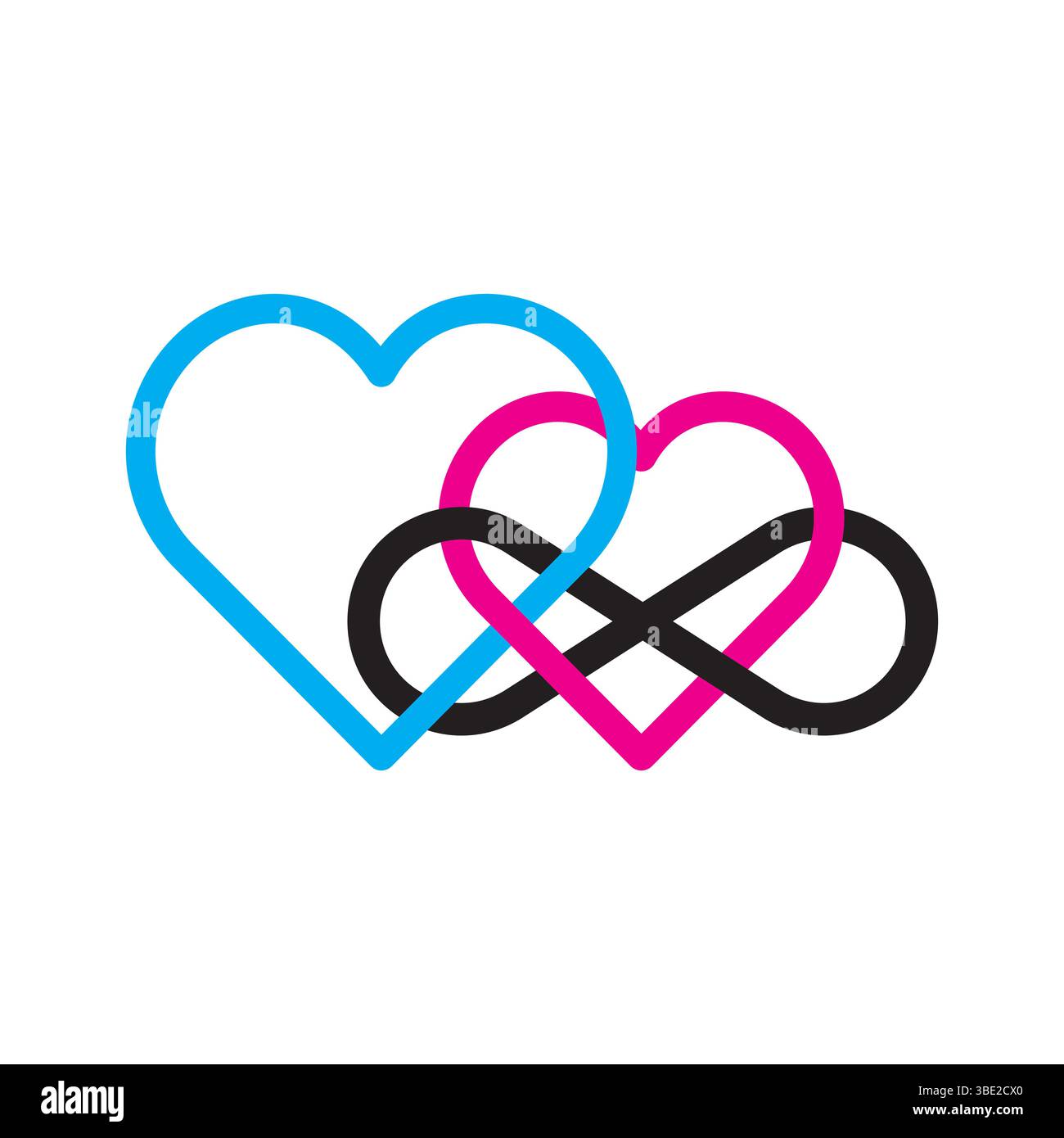 Heart infinity symbol. Love connection vector. Romantic loop icon. Blue pink black Stock Vector ...