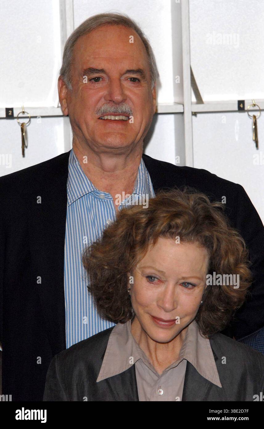 John Cleese and Connie Booth at a press conference to announce the ...