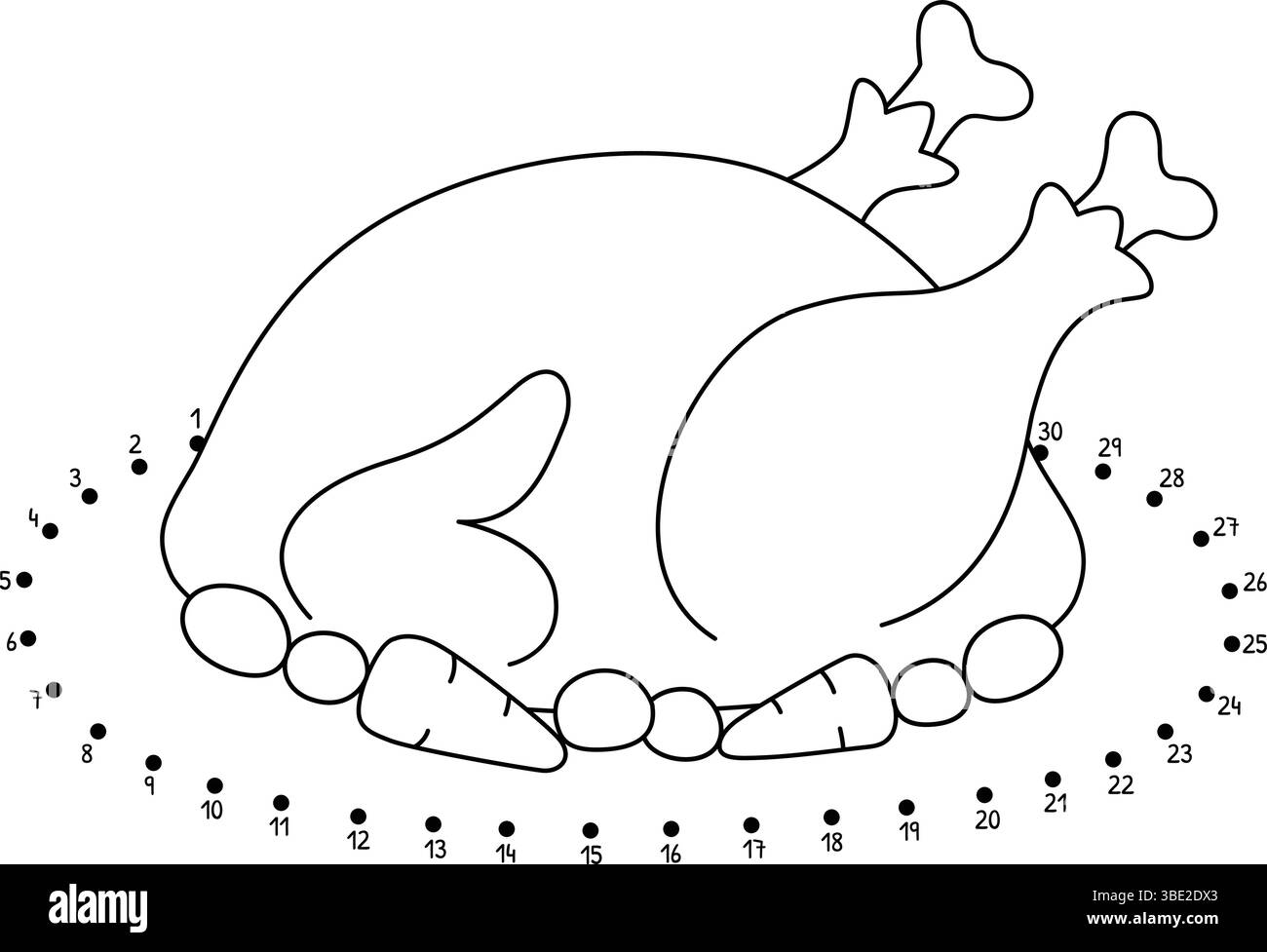 Dot to Dot Thanksgiving Roasted Turkey Isolated Stock Vector Image ...