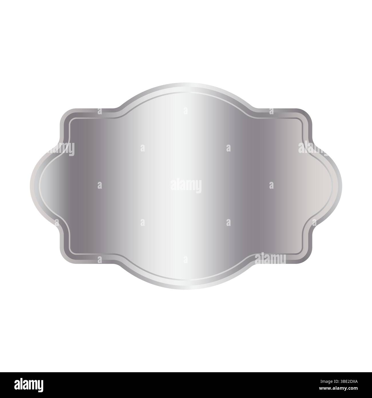 Silver label icon. Rounded vector frame. Metallic glossy emblem. Smooth ...