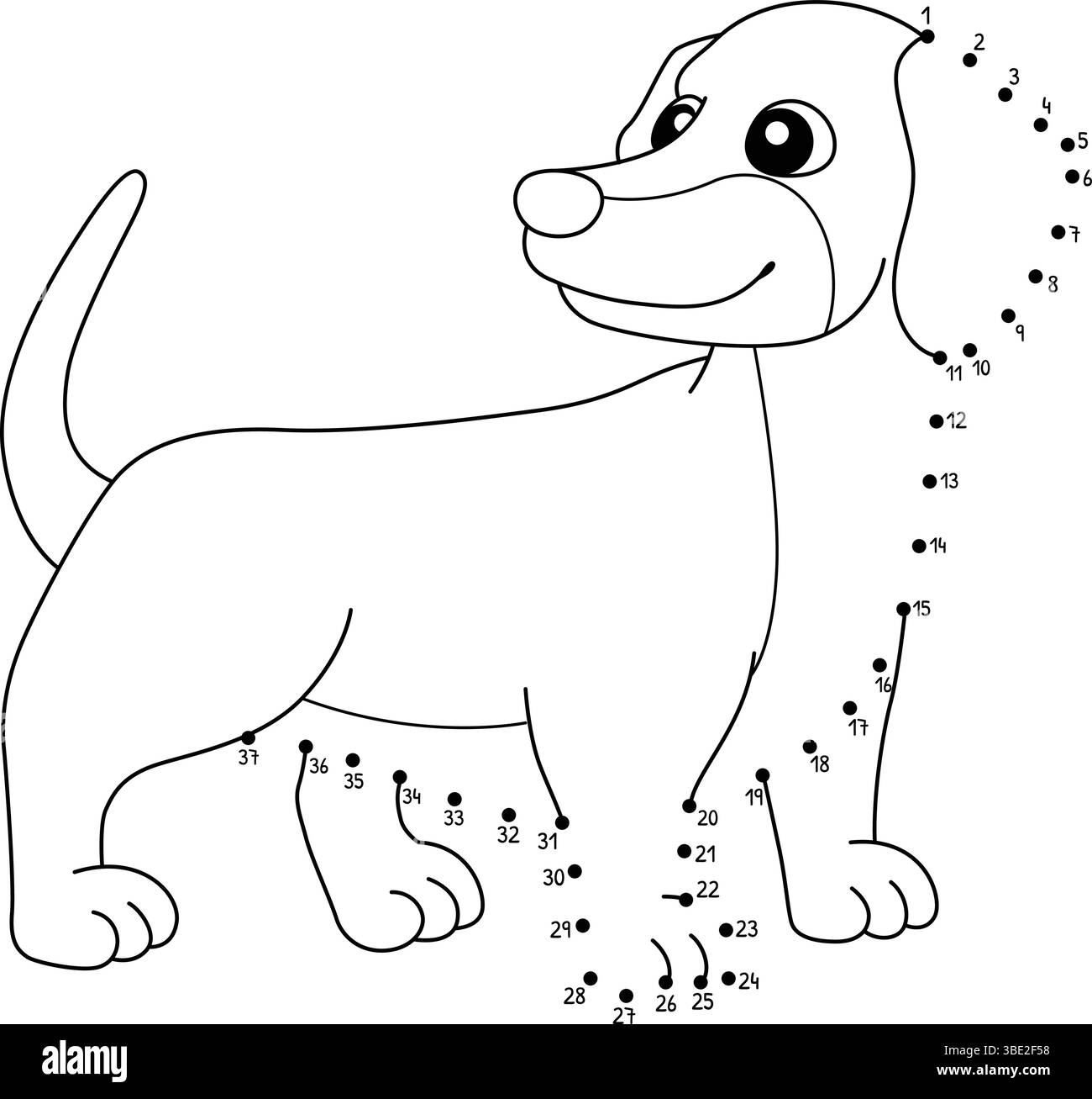 Dot to Dot Dachshund Dog Animal Isolated Coloring Stock Vector Image ...