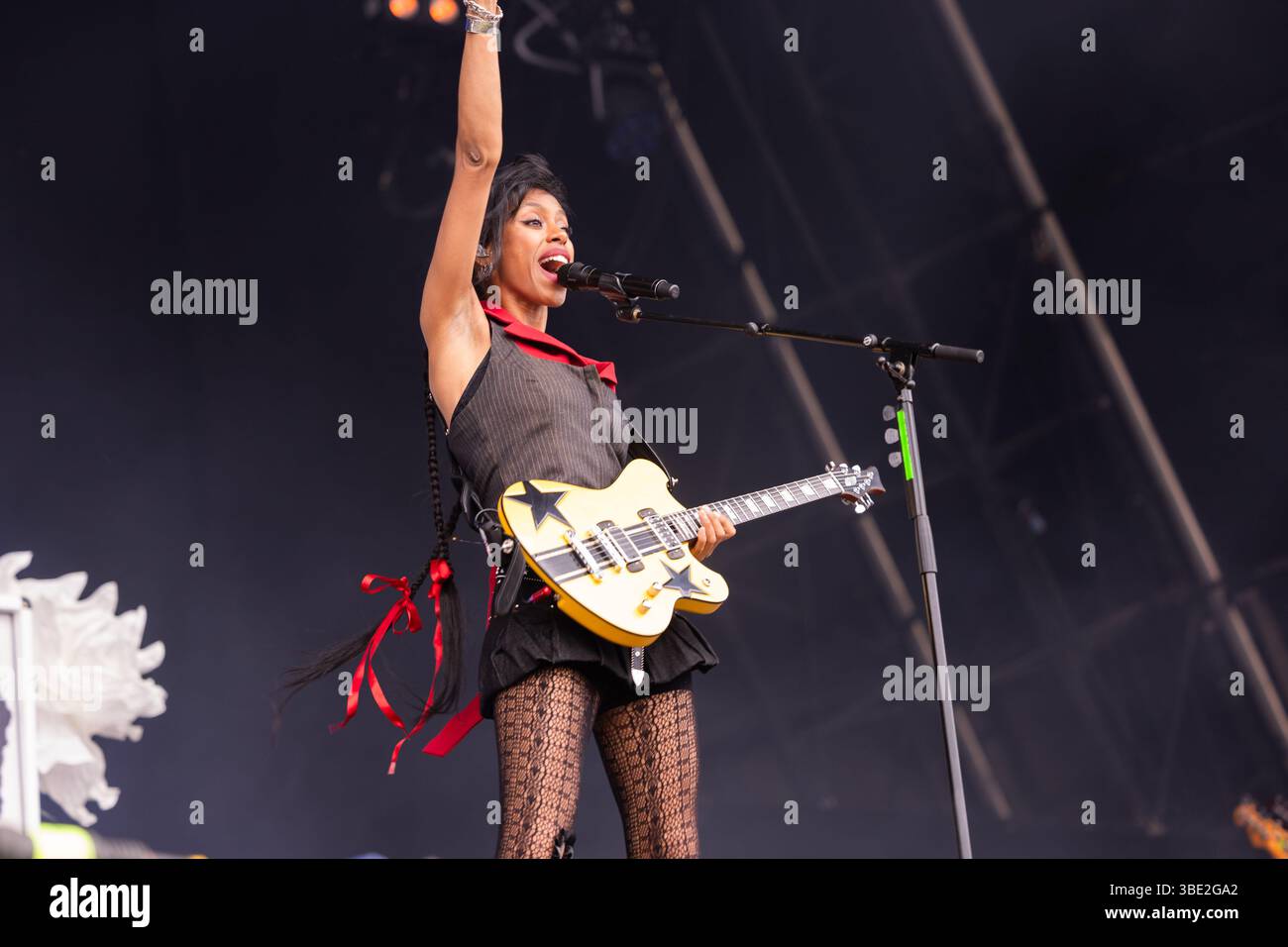 Amy Love from rock duo Nova Twins at Bearded Theory festival, May 2025 Stock Photo - Alamy