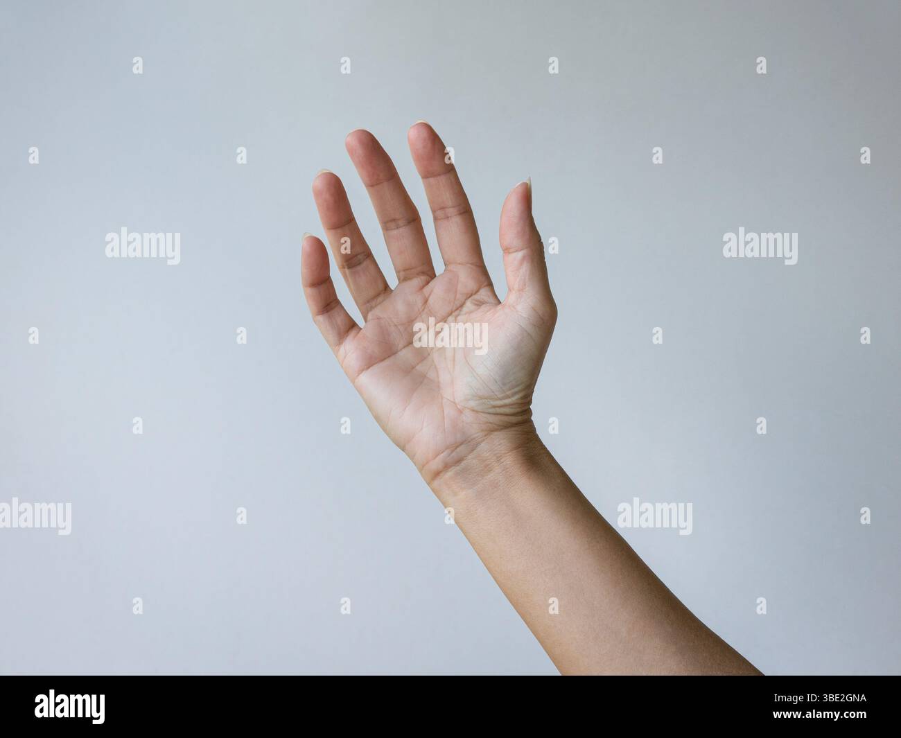 Female right hand raise up. Isolated on white background Stock Photo ...