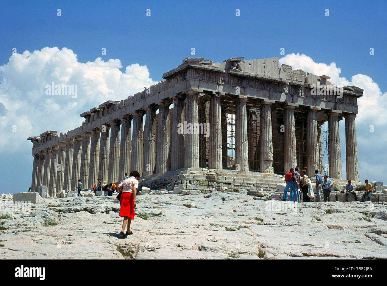 A woman climbing the Acropolis to the Parthenon, Athens, in 1976 - the ...