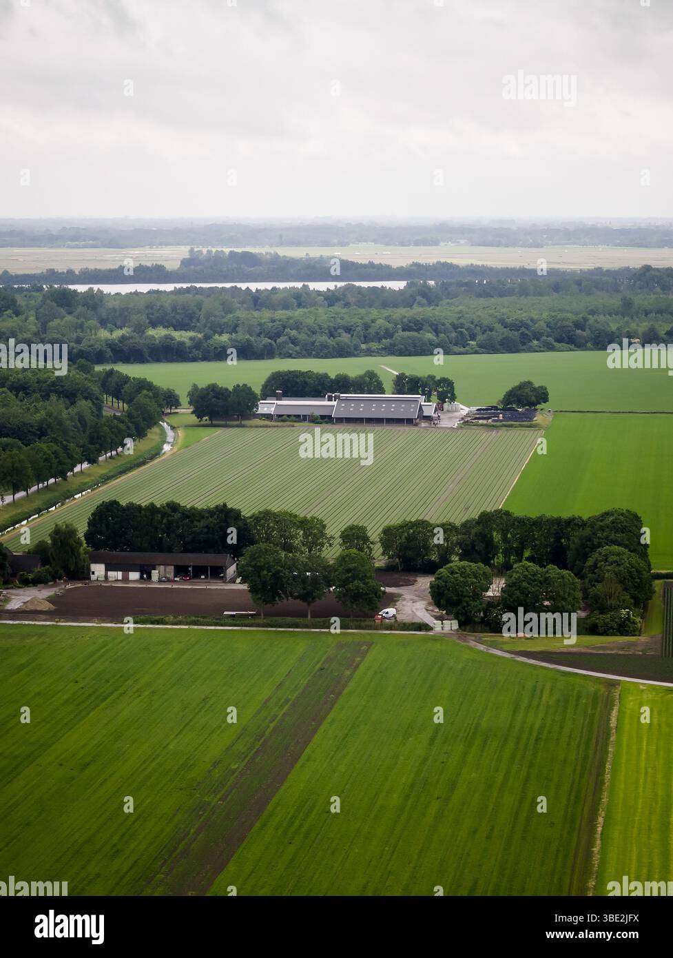 ZEEWOLDE - A drone shot of farms in the area on Spiekweg near Zeewolde ...