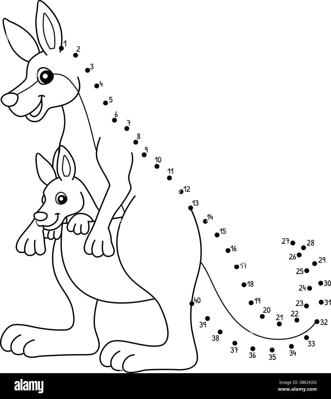 Dot to Dot Kangaroo with Kid Animal Isolated Stock Vector Image & Art ...