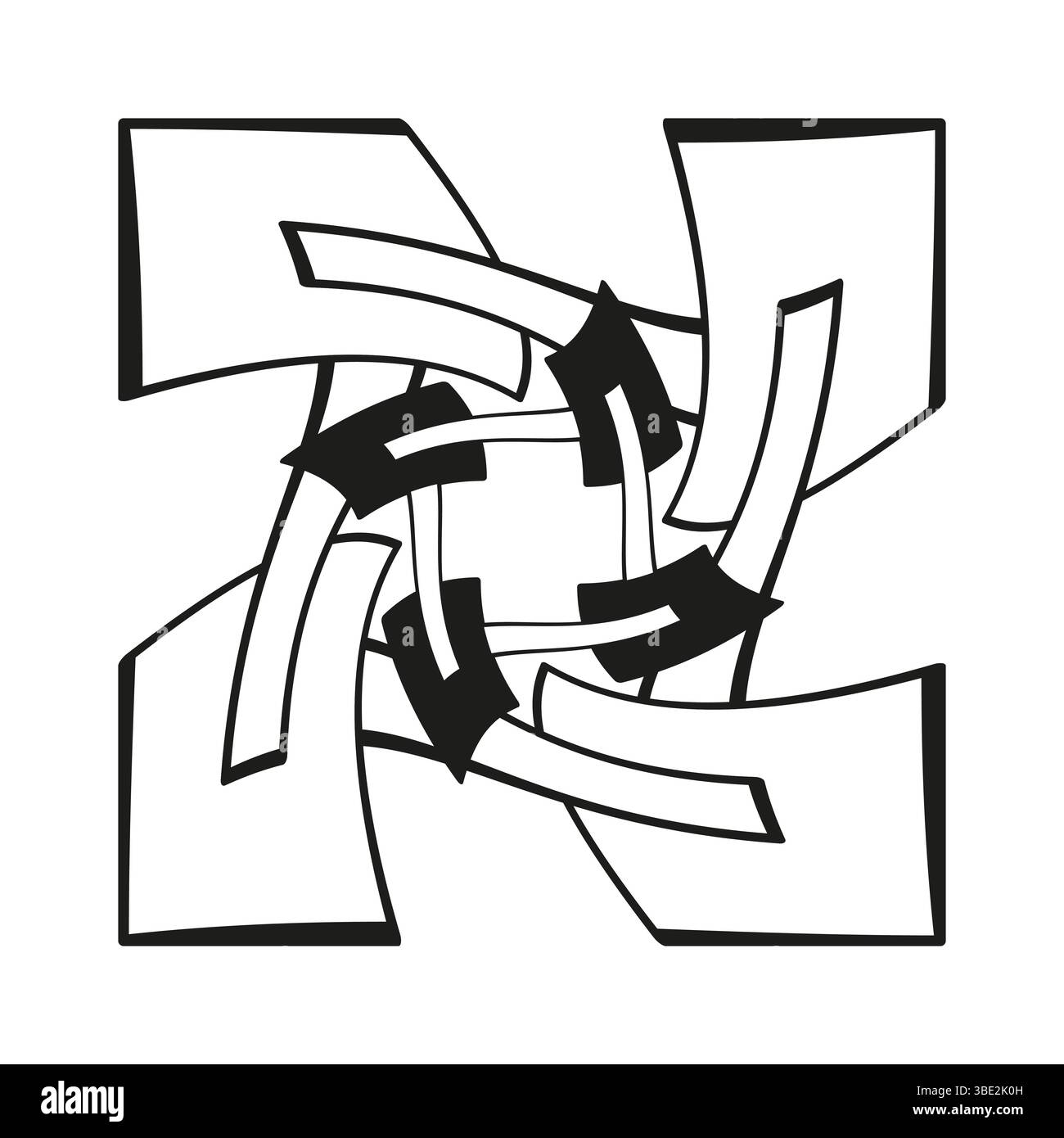 Curved arrows design. Interlocked arrow motif. Dynamic arrow formation. Vector direction element ...