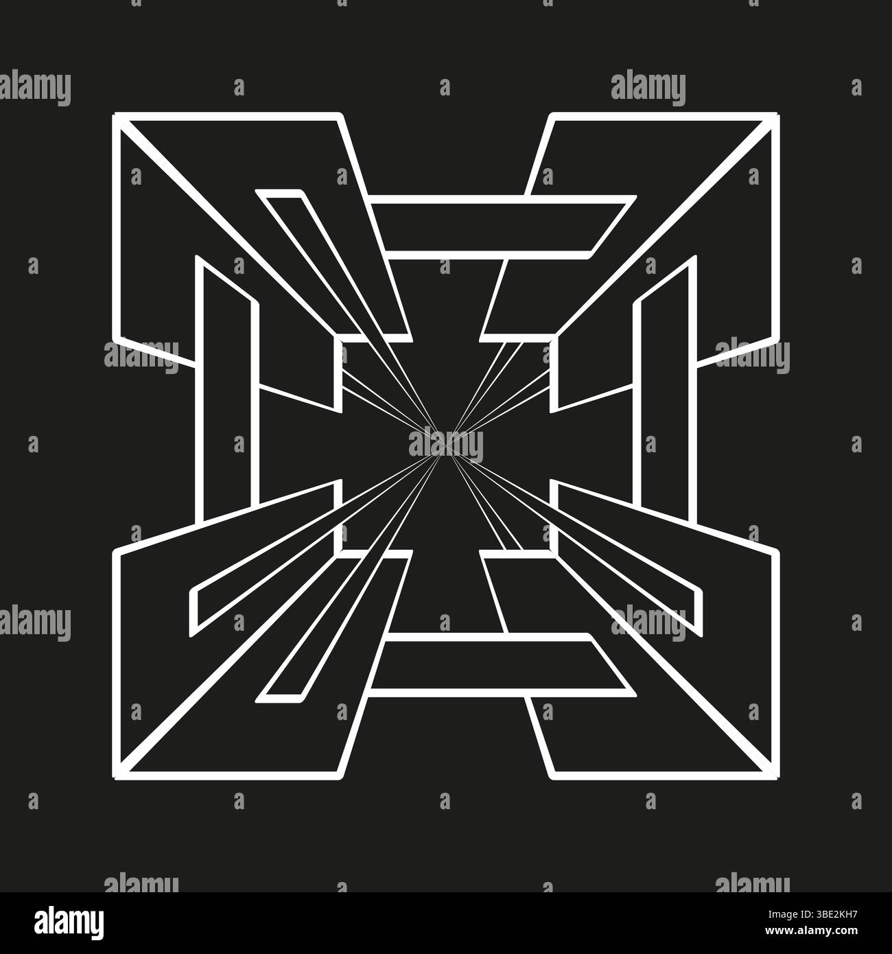 Geometric arrow design. Perspective symbol shape. Symmetrical arrow ...