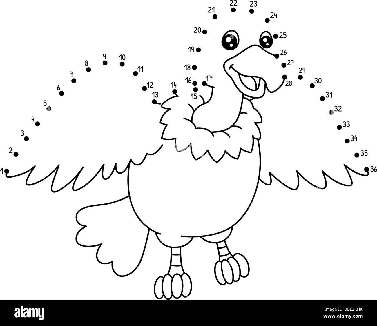 Dot to Dot Vulture Animal Isolated Coloring Page Stock Vector Image ...