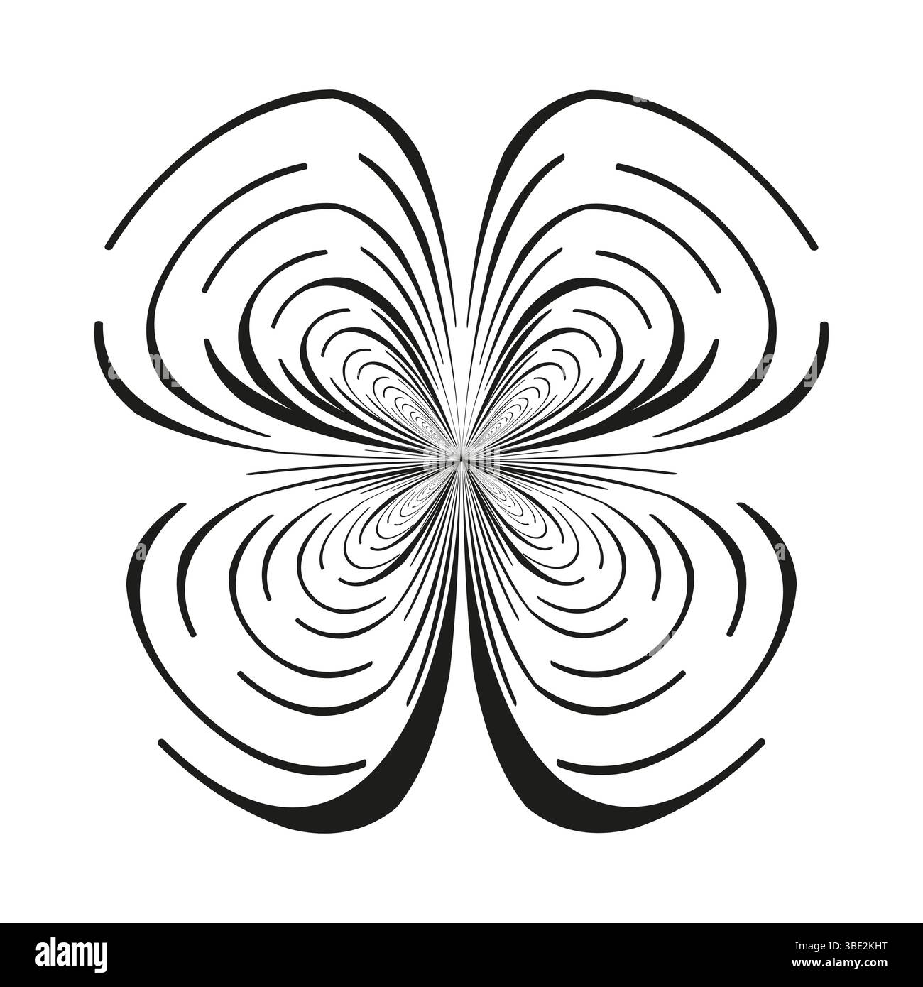 Curved petal icon. Hypnotic swirl shape. Abstract floral figure. Vector ...