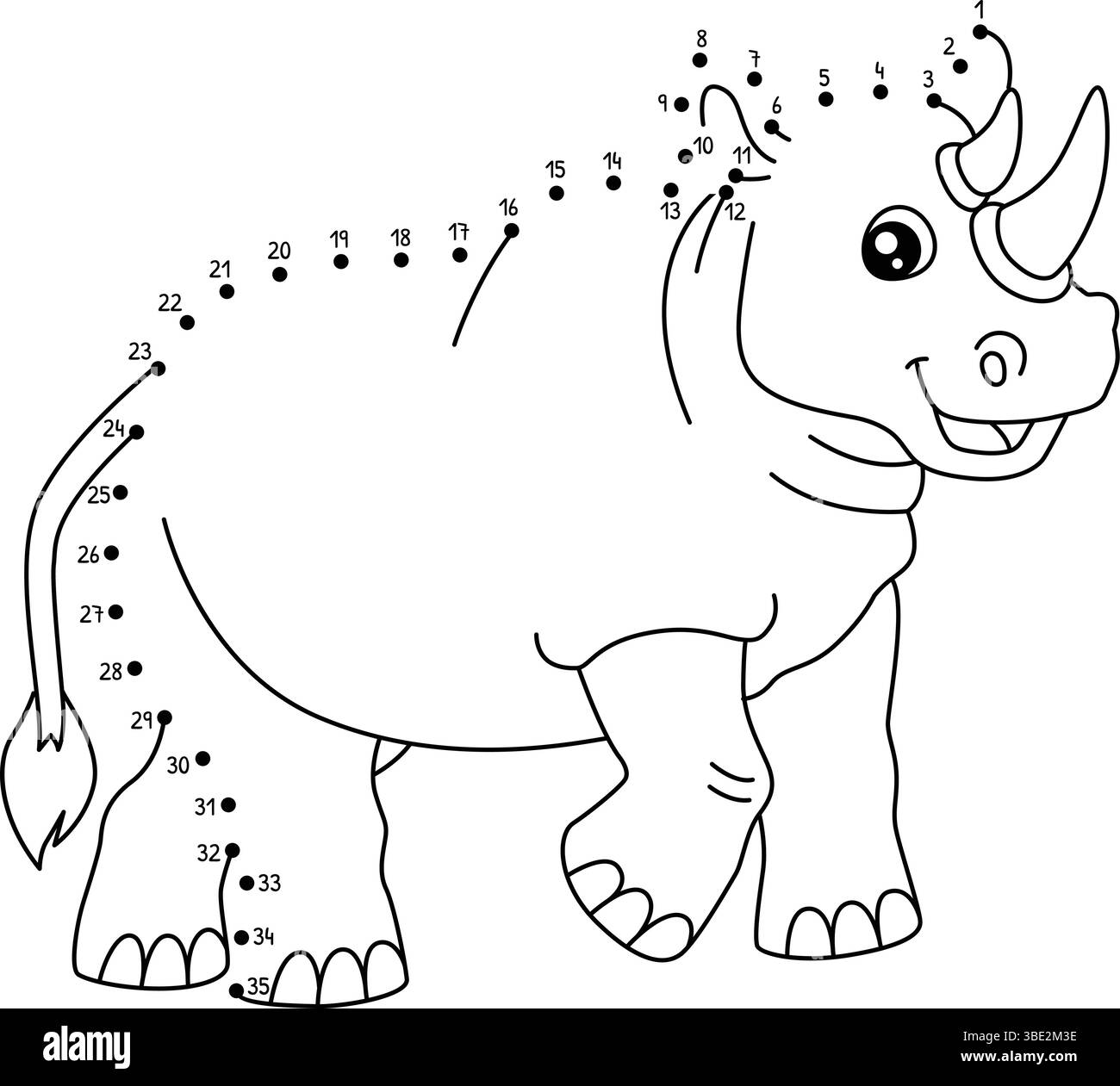 Dot to Dot Rhino African Animal Isolated Coloring Stock Vector Image ...
