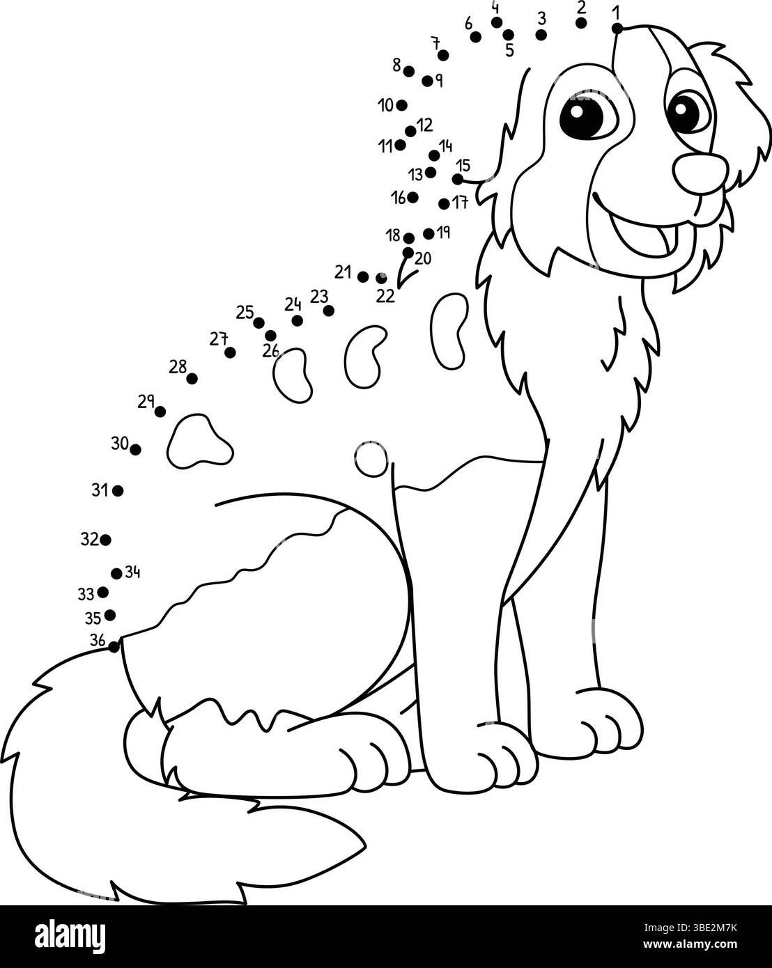 Dot to Dot Australian Shepherd Dog Animal Isolated Stock Vector Image ...