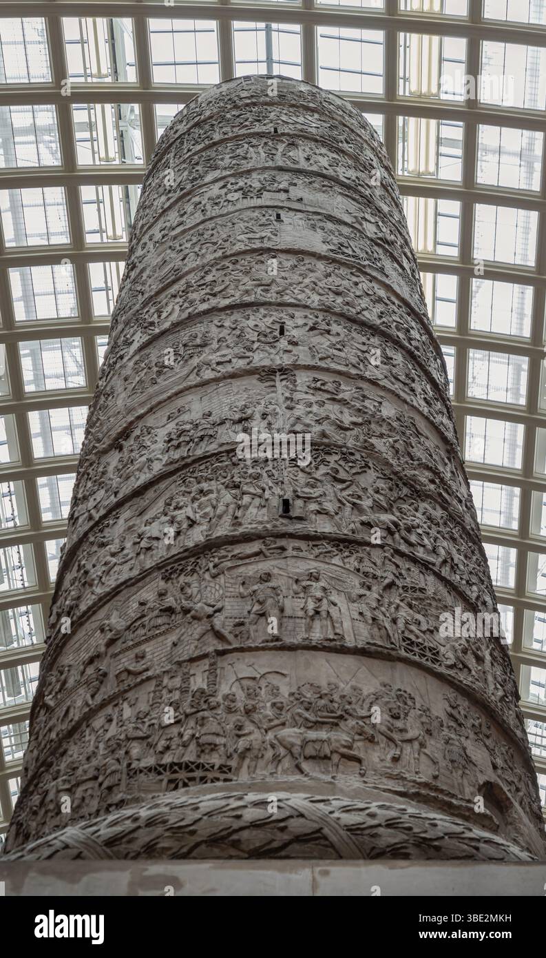 London, UK - May 07, 2025 - Looking up view Trajan's Column, a famous ...