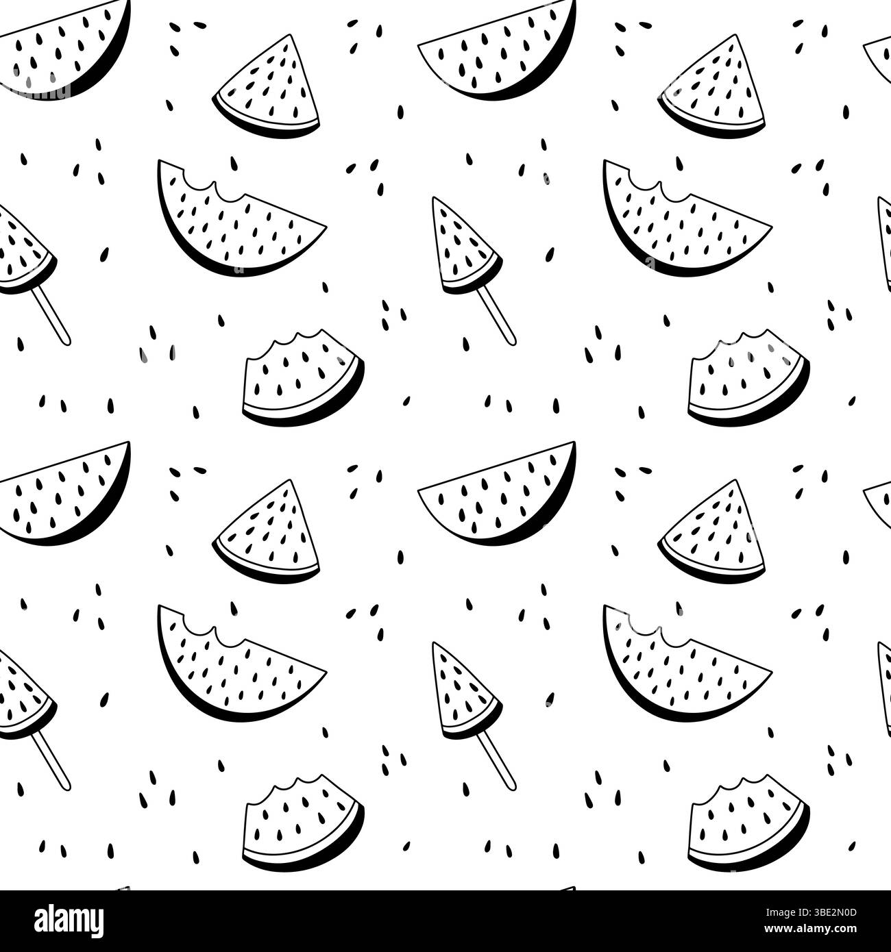 Seamless watermelon pattern vector Black and White Stock Photos ...