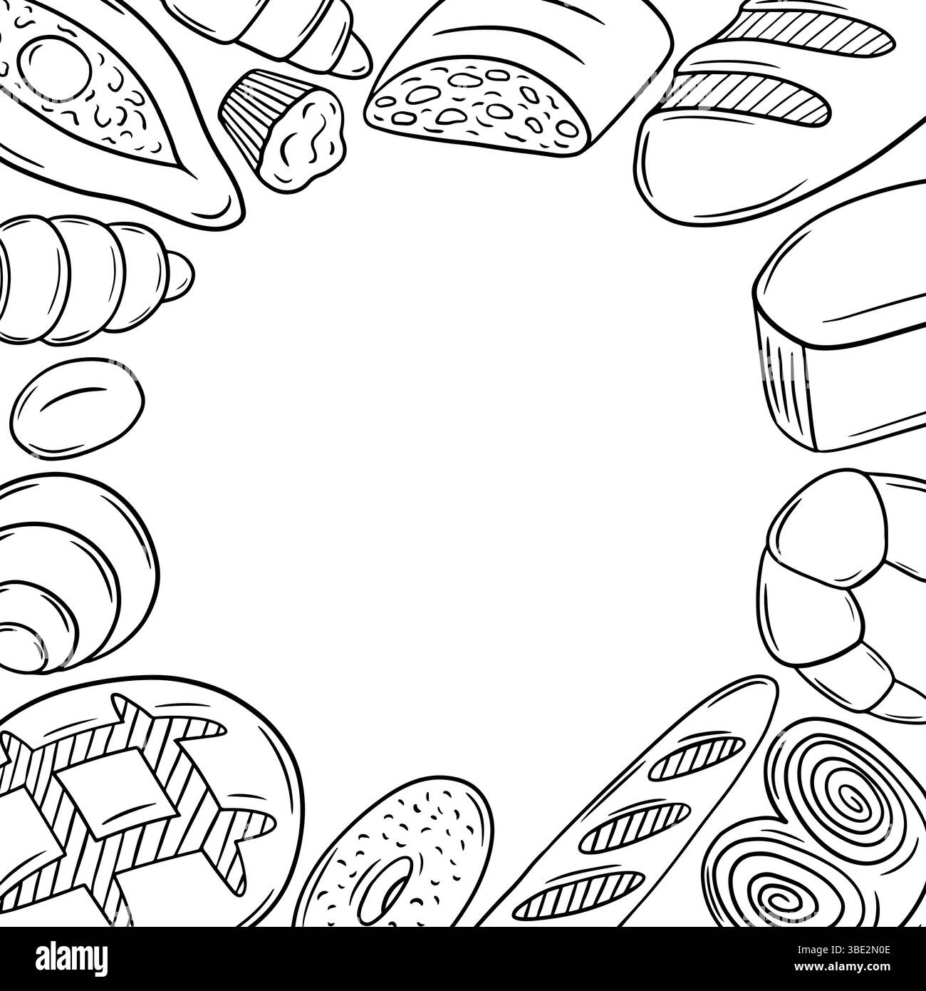 Bakery products frame in sketch style Stock Vector Image & Art - Alamy