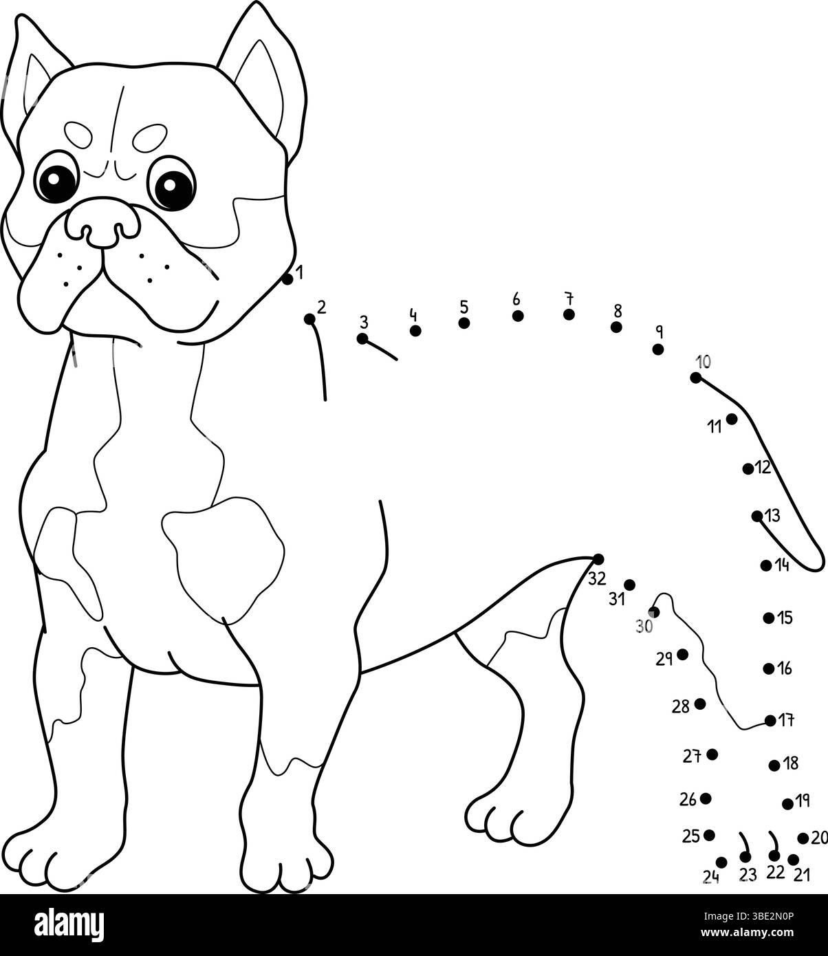 Dot to Dot American Bully Animal Isolated Coloring Stock Vector Image ...