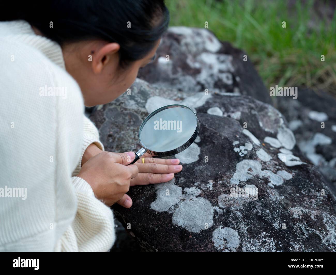 Person holds magnifying glass test hi-res stock photography and images ...