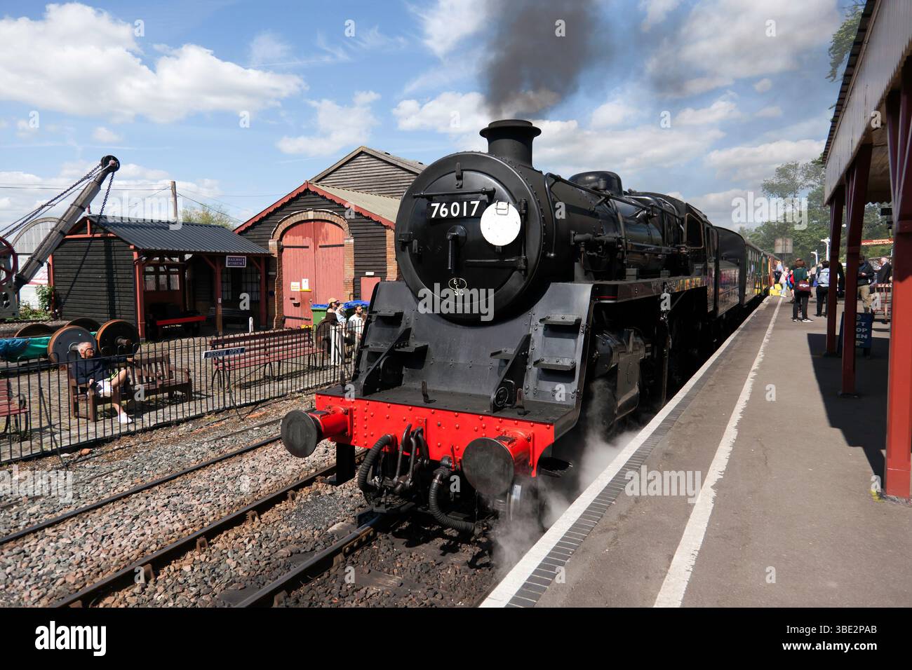 Steam Locomotive No 76017, at Tenterden Town Station, preparing to depart for Bodium, on the ...