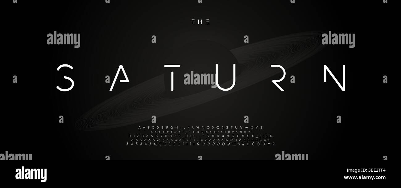 Futuristic techno alphabet, minimal sci-fi letters, abstract digital ...