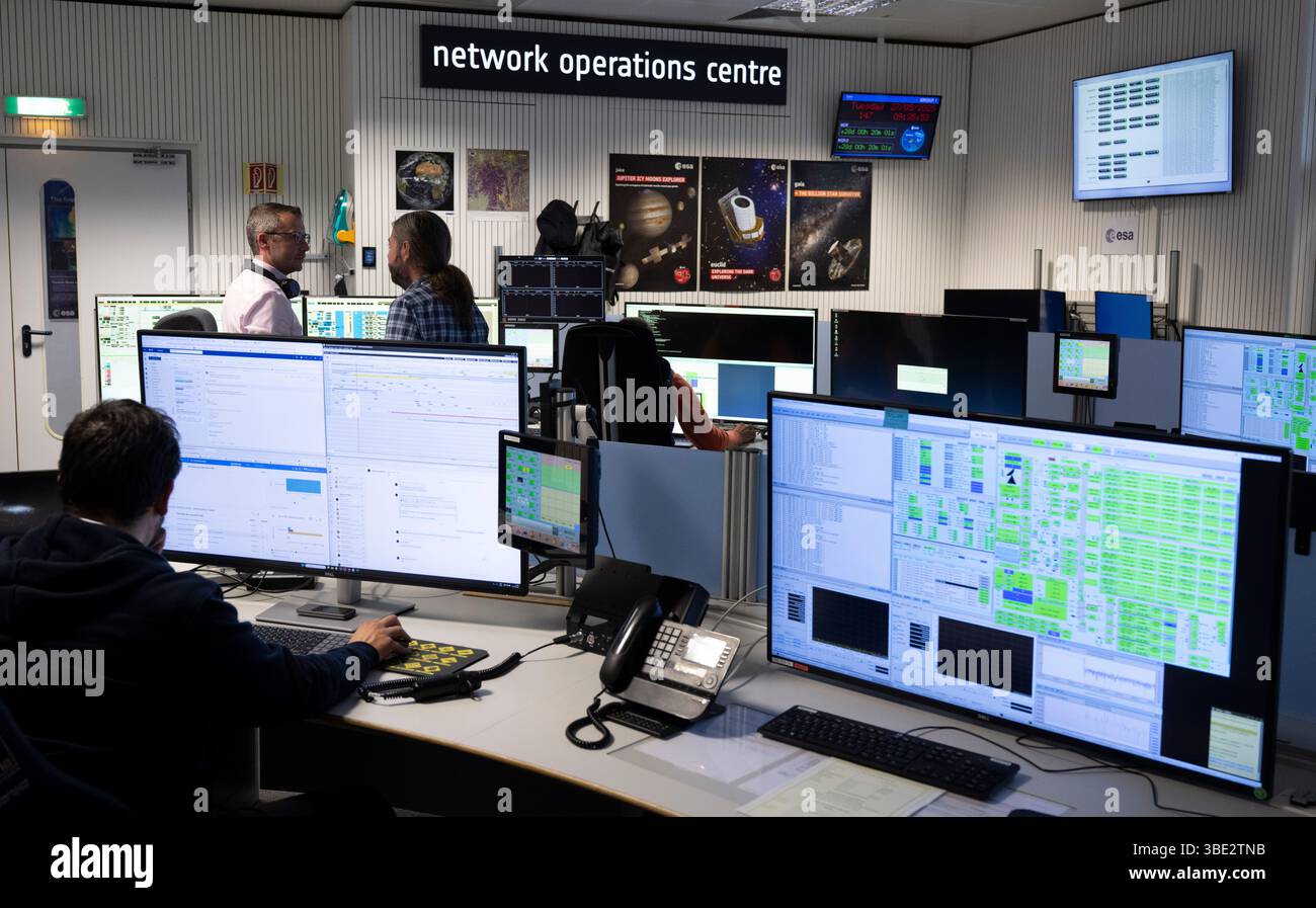 Darmstadt, Germany. 27th May, 2025. Esa employees work in the Network ...