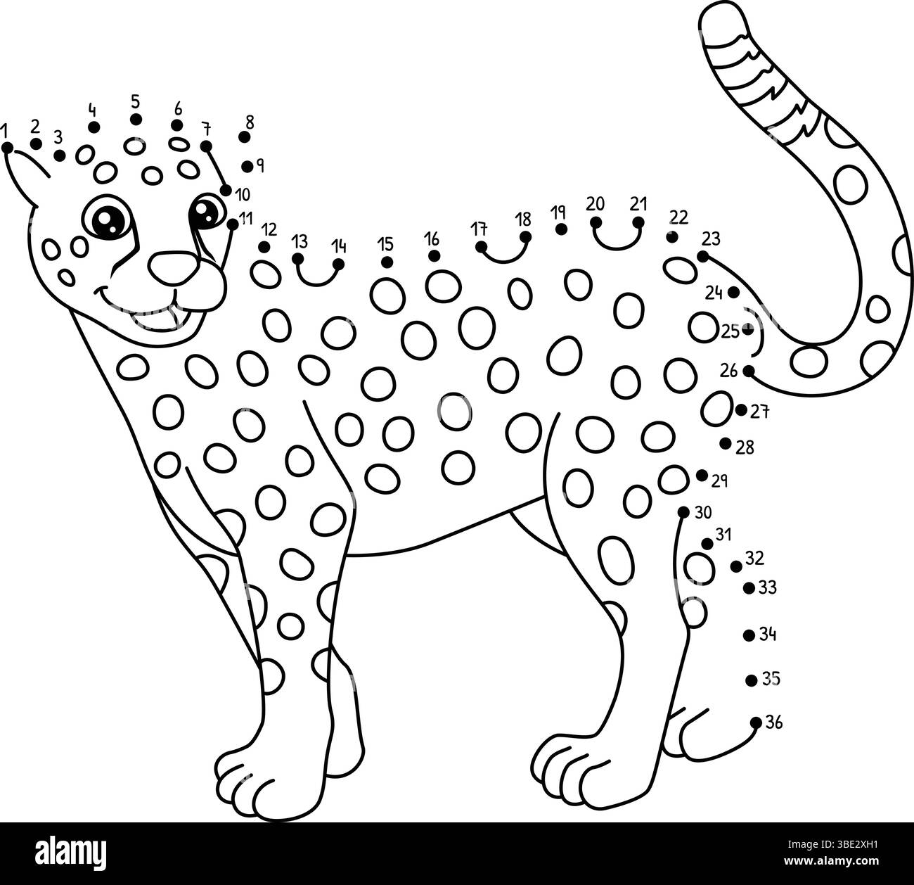 Dot to Dot Cheetah Animal Isolated Coloring Page Stock Vector Image ...