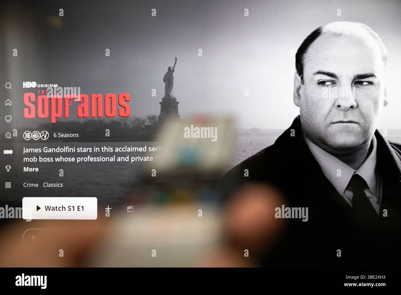 Belgrade, Serbia - May 22, 2025: Watching Sopranos TV show on HBO. Tony ...