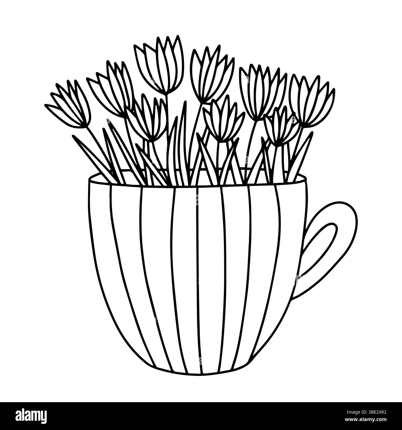 Bouquet of tulips coloring page Stock Vector Images - Alamy