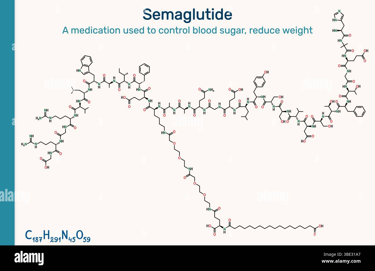 Semaglutide molecule. GLP-1 receptor agonist used to treat type 2 ...