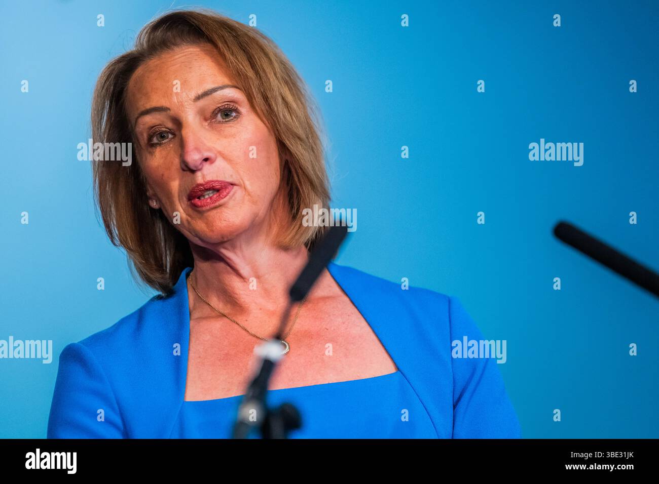 London, UK. 27th May, 2025. Sarah Pochin the party's new MP speaks ...