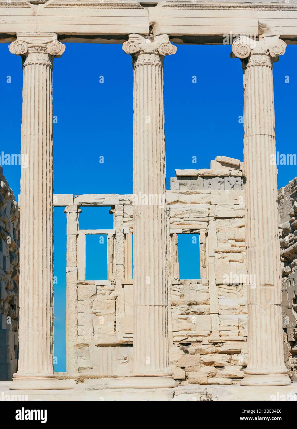 Greece, Athens, columns of the Erechtheion temple, Acropolis Stock ...