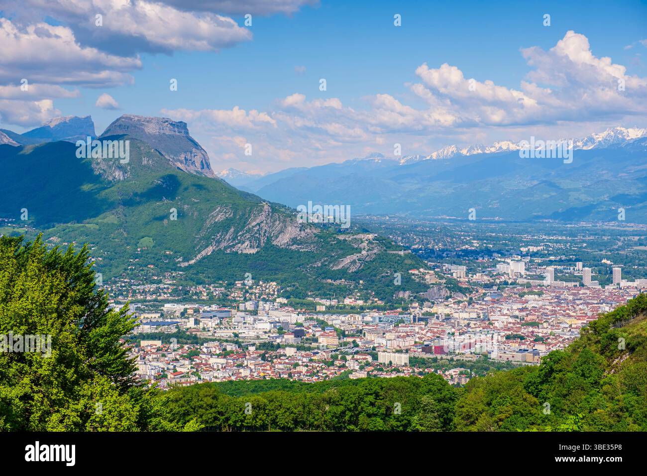 France, Isere, Seyssins, panorama of Grenoble from the Via du Tram ...