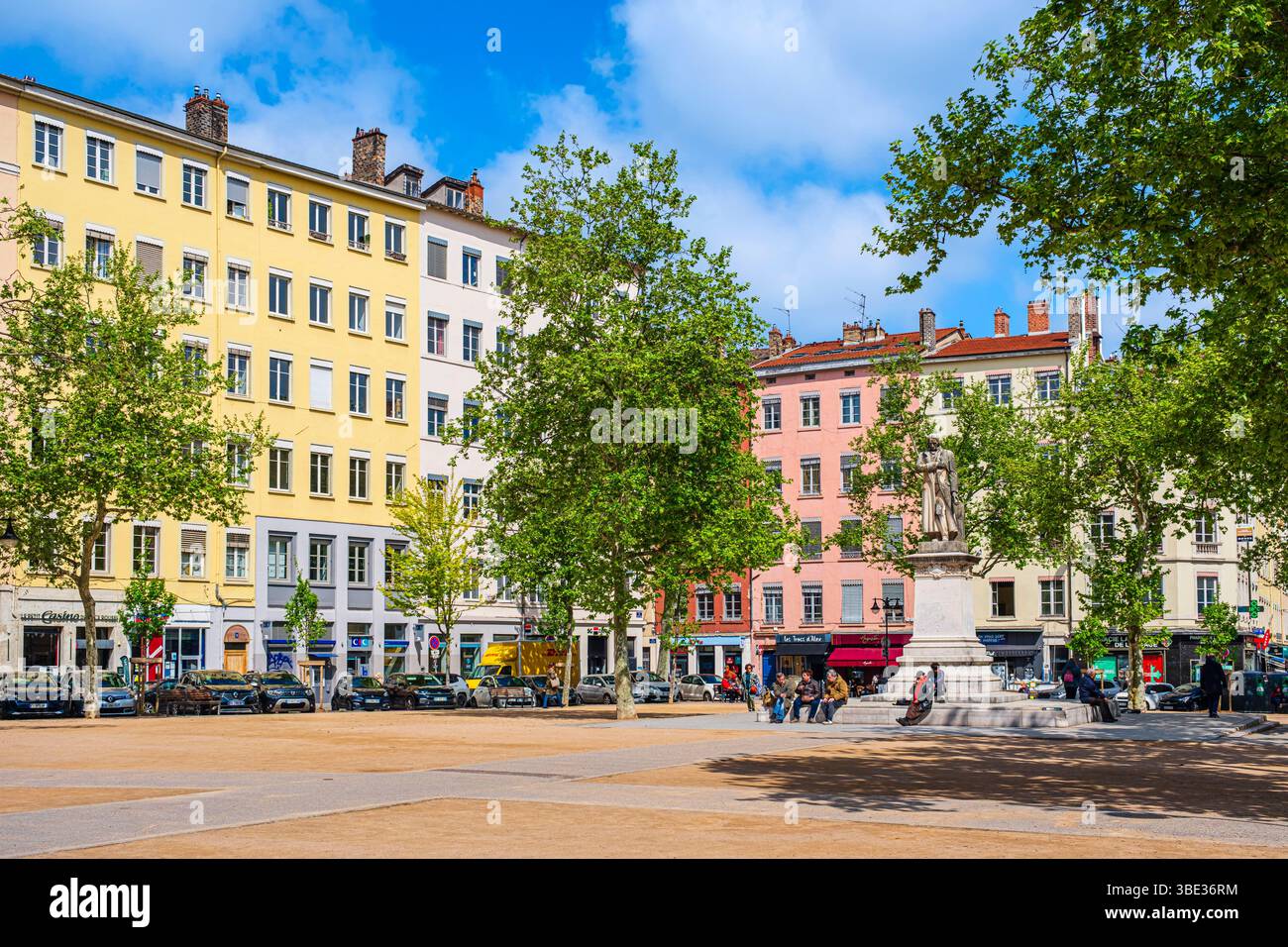 France, Rhone, Lyon, La Croix Rousse district, La Croix-Rousse square ...