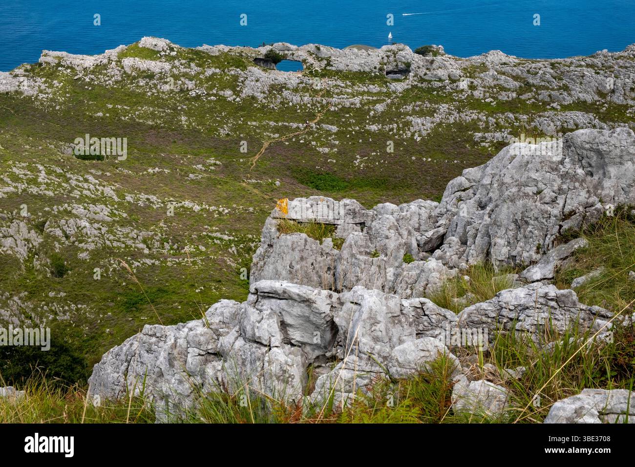 Spain, Cantabria region, Pena Candina, limestone cliffs of the coast ...
