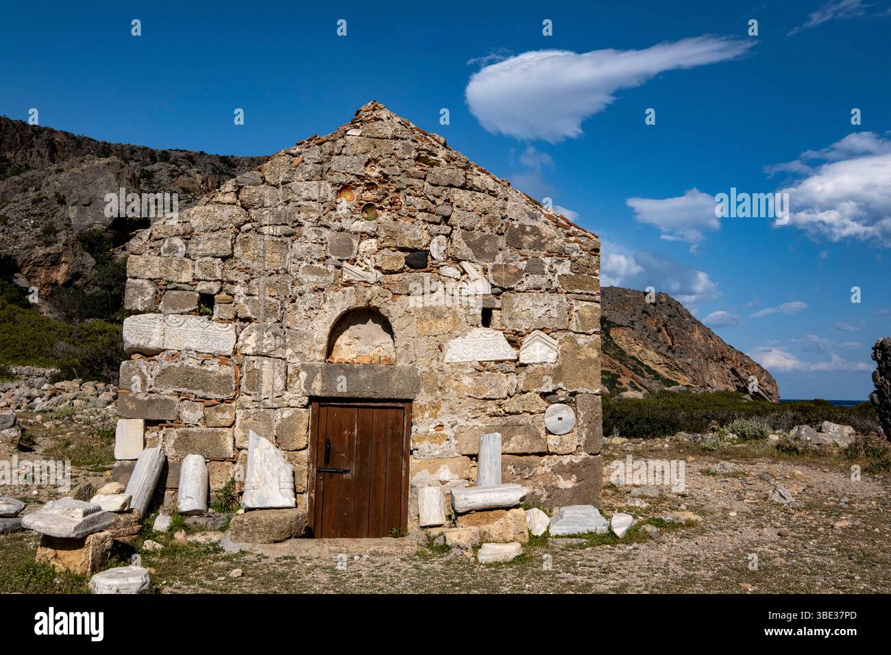 Greece, Crete island, South coast, Lissos, old Byzantine chapel Stock ...