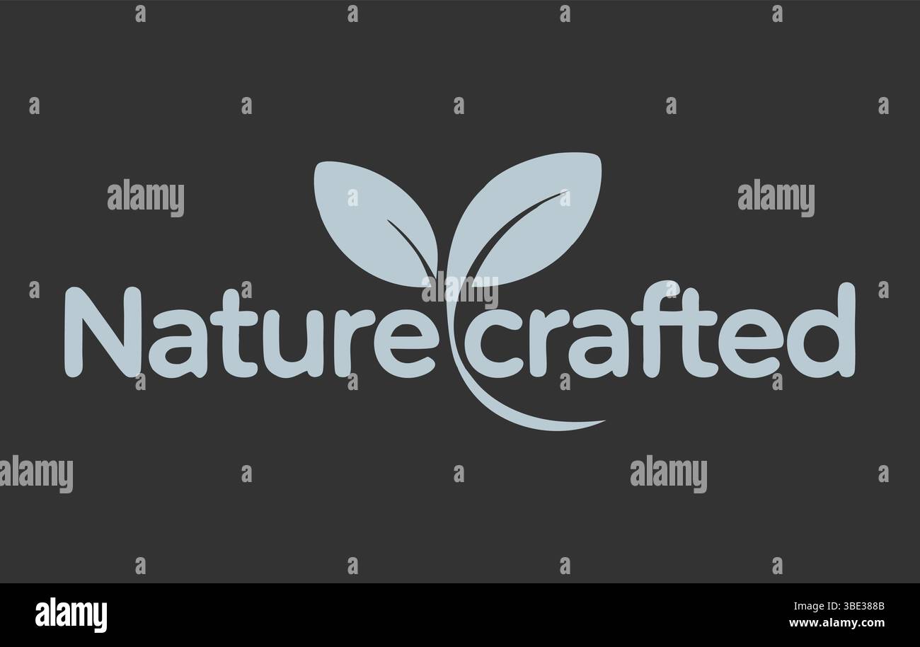 Nature Crafted Green Text Logo with Leaf Icon Stock Vector Image & Art ...